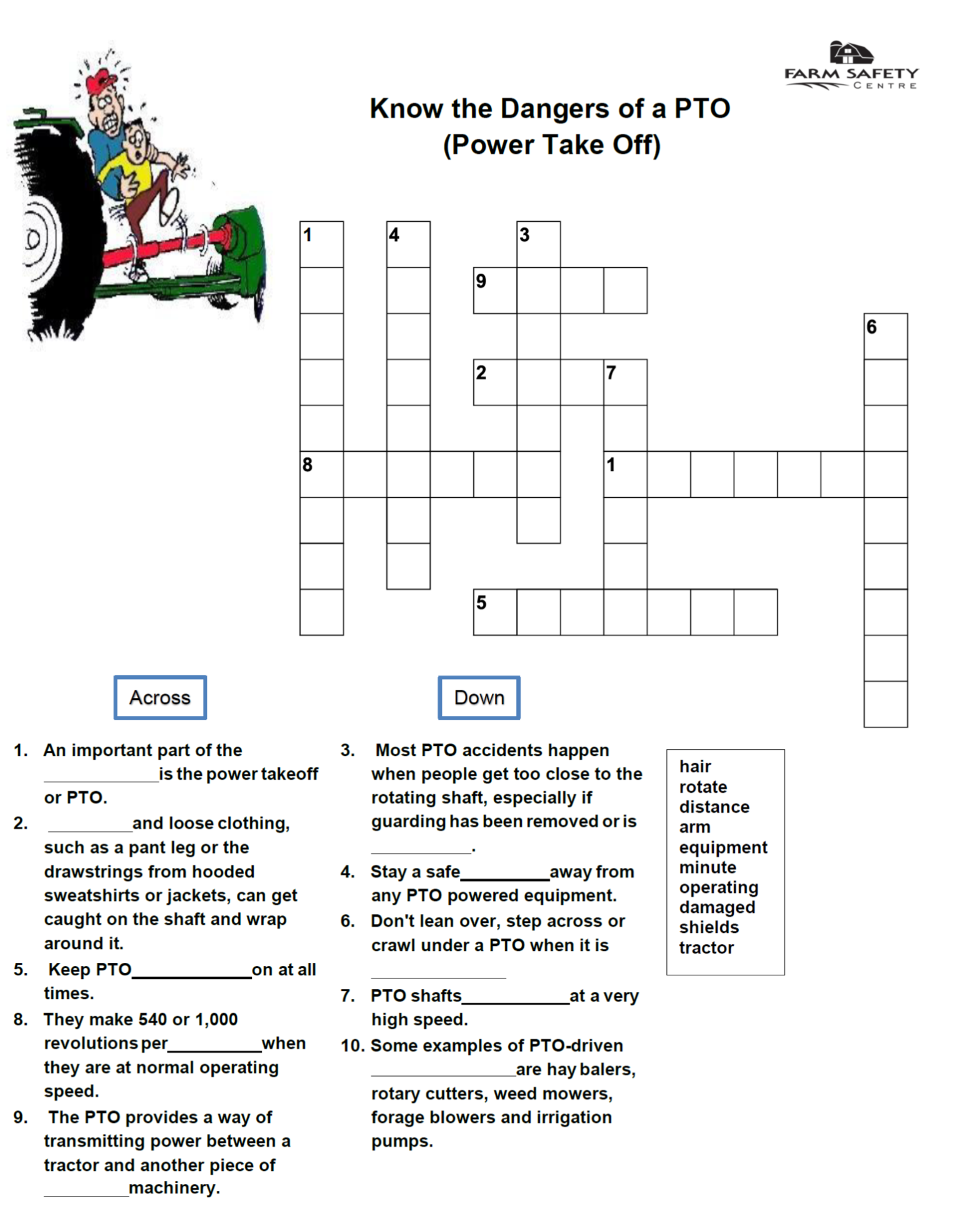 PTO Safety – Crossword Puzzle - Heartland Training & Support Hub
