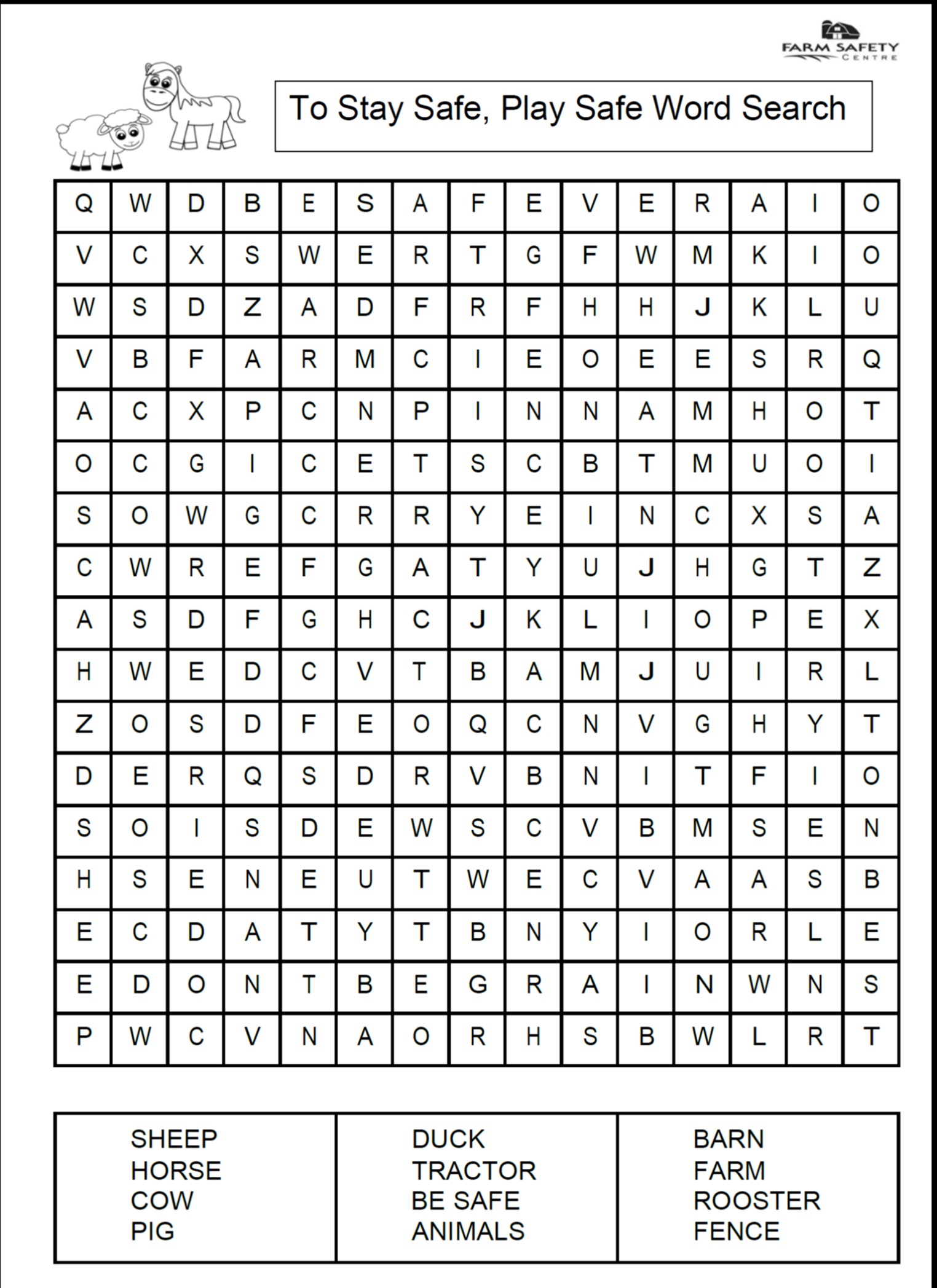 Stay Safe, Play Safe – Word Search - Heartland Training & Support Hub